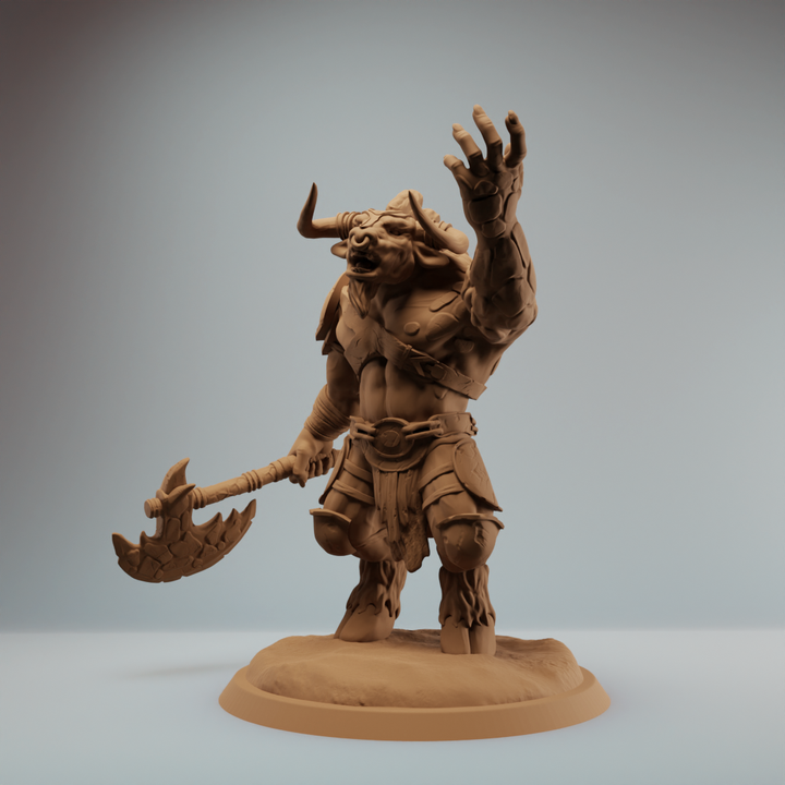 3D Printable Minotaur elemental warrior with axe - two base variations ...