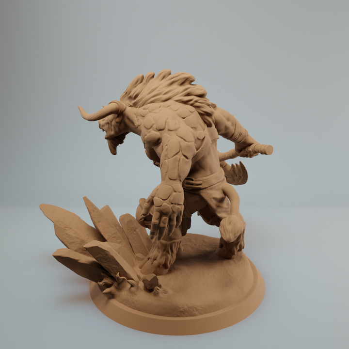 3D Printable Minotaur elemental warrior, minotaur with axe - two base ...