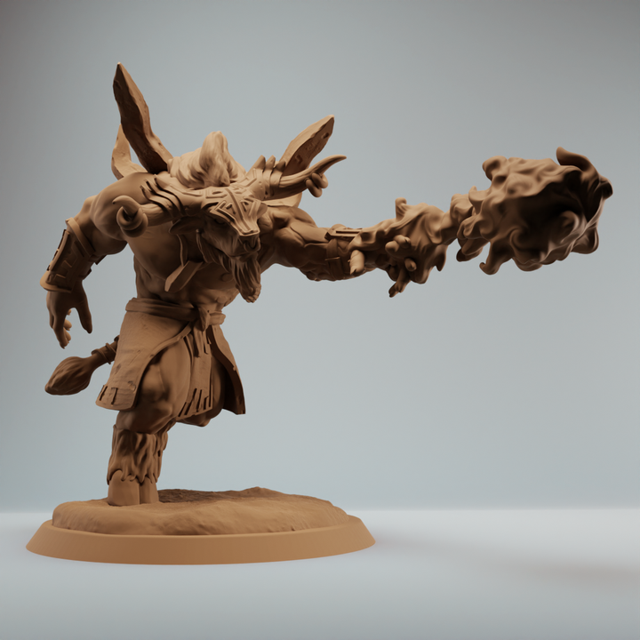 3D Printable Minotaur fire mage, minotaur shaman with fireball ...