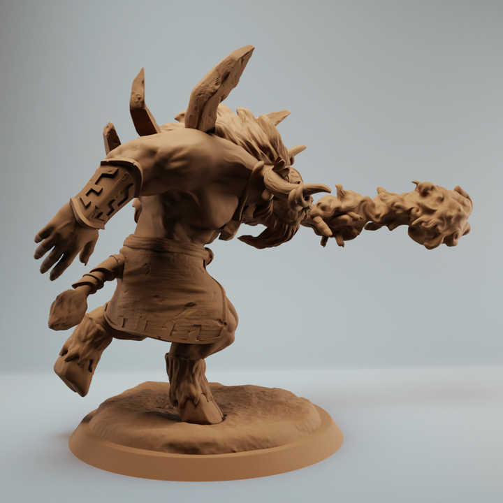 3D Printable Minotaur fire mage, minotaur shaman with fireball ...