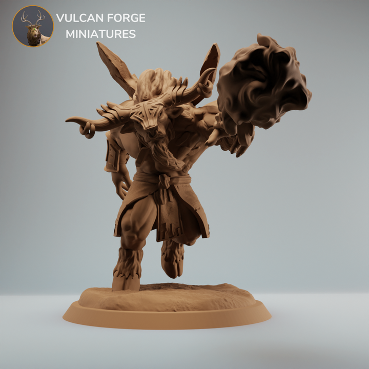 3D Printable Minotaur fire mage, minotaur shaman with fireball ...