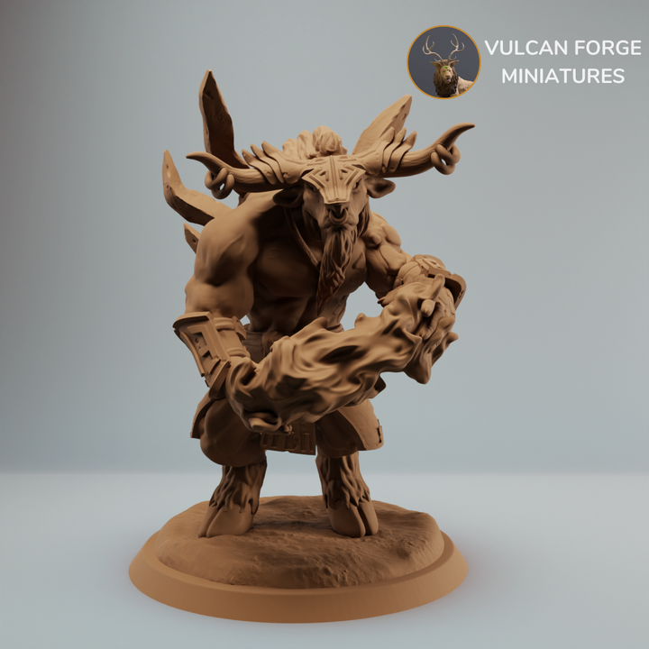 3D Printable Minotaur fire mage, minotaur shaman with fireball ...