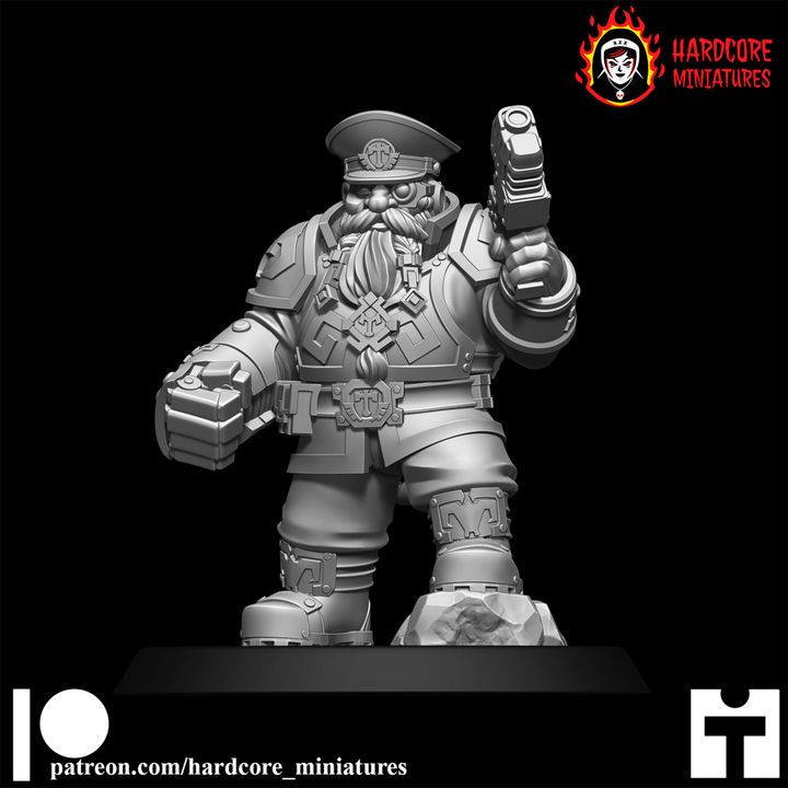 3D Printable Space Dwarf Captain by Hardcore Miniatures