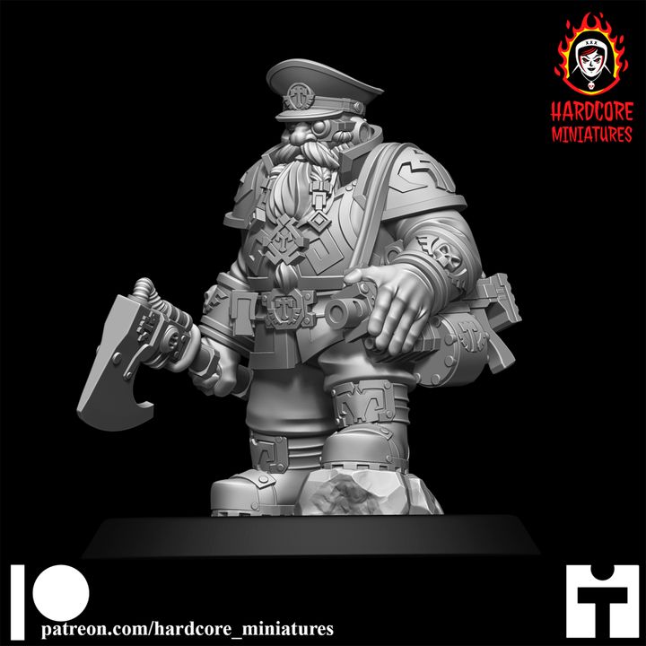 3D Printable Space Dwarf Captain by Hardcore Miniatures