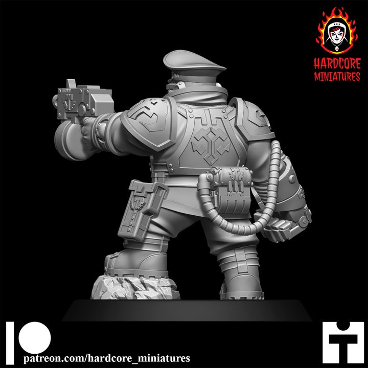 3D Printable Space Dwarf Captain by Hardcore Miniatures