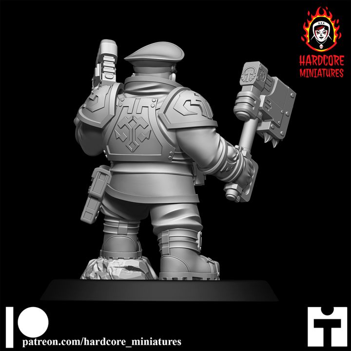 3D Printable Space Dwarf Captain by Hardcore Miniatures