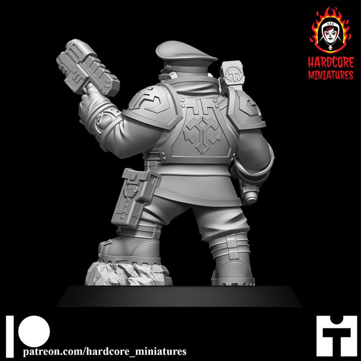 3D Printable Space Dwarf Captain by Hardcore Miniatures