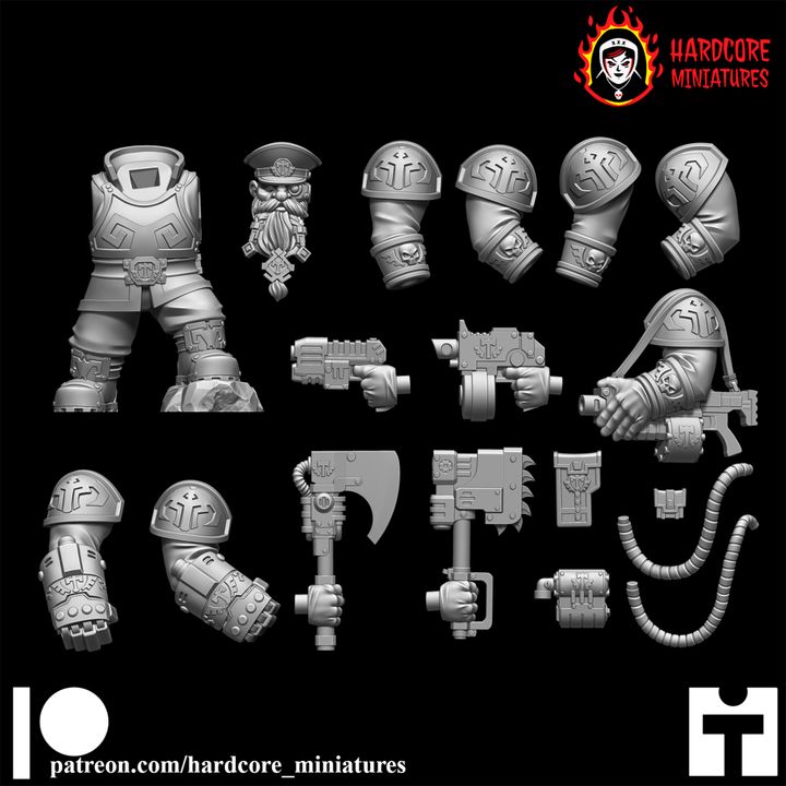 3D Printable Space Dwarf Captain by Hardcore Miniatures