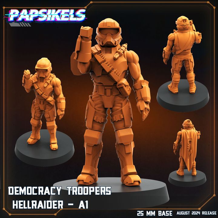3D Printable DEMOCRACY TROOPER HELLRAIDERS by PAPSIKELS MINIATURES
