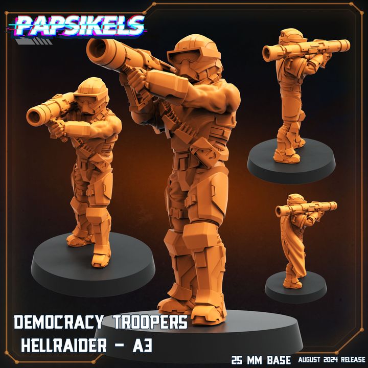 3D Printable DEMOCRACY TROOPER HELLRAIDERS by PAPSIKELS MINIATURES