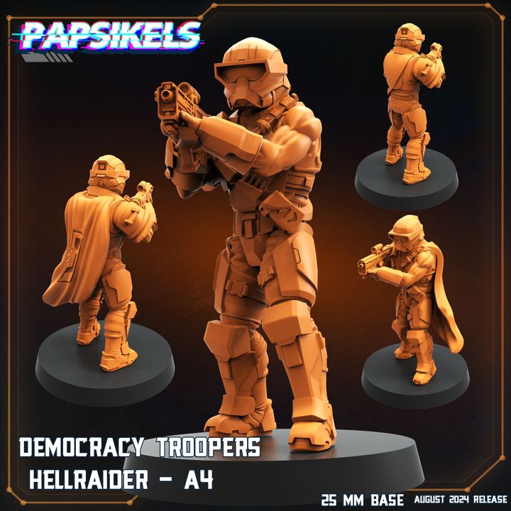 3D Printable DEMOCRACY TROOPER HELLRAIDERS by PAPSIKELS MINIATURES