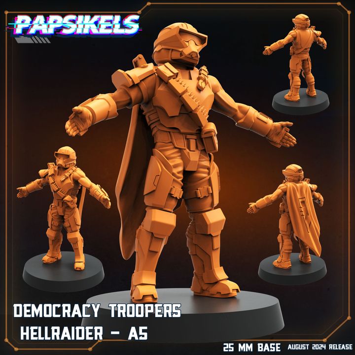 3D Printable DEMOCRACY TROOPER HELLRAIDERS by PAPSIKELS MINIATURES