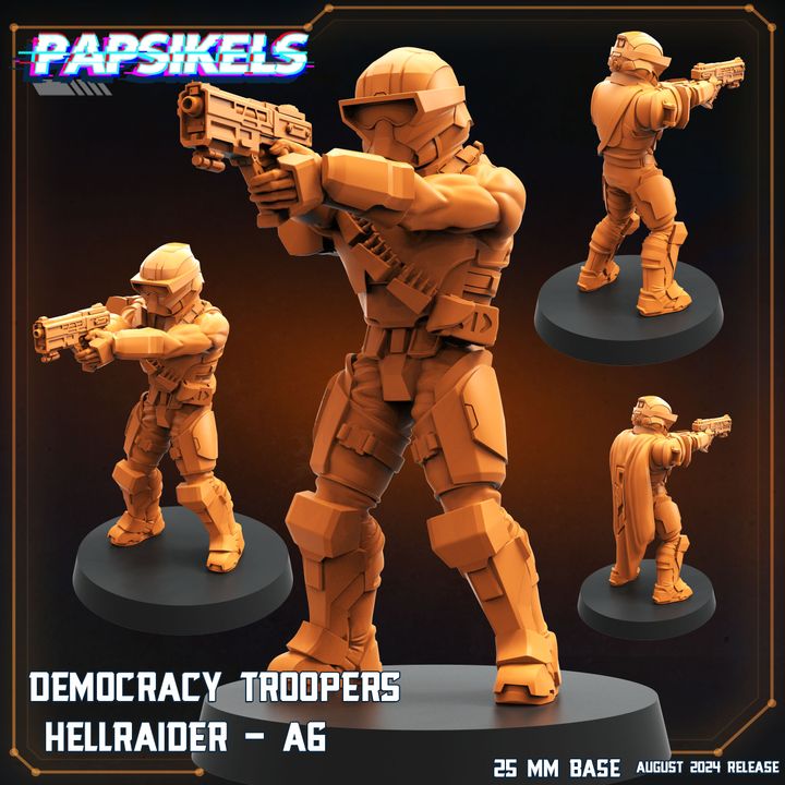 3D Printable DEMOCRACY TROOPER HELLRAIDERS by PAPSIKELS MINIATURES