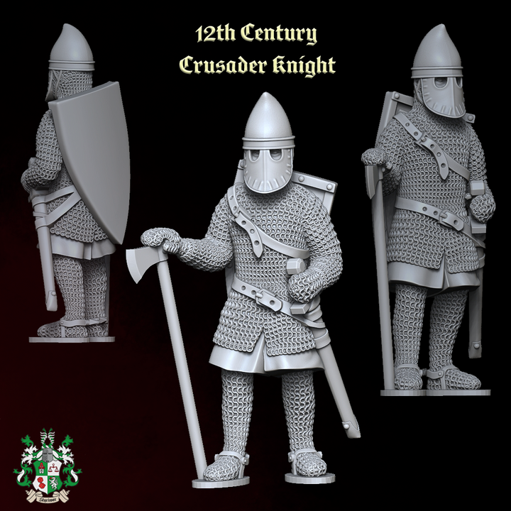 3D Printable 12th Century Crusader Knight with Phrygian Helmet and Face ...