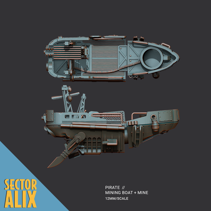 3D Printable SECTOR ALIX - Pirate mining boat by Bishok
