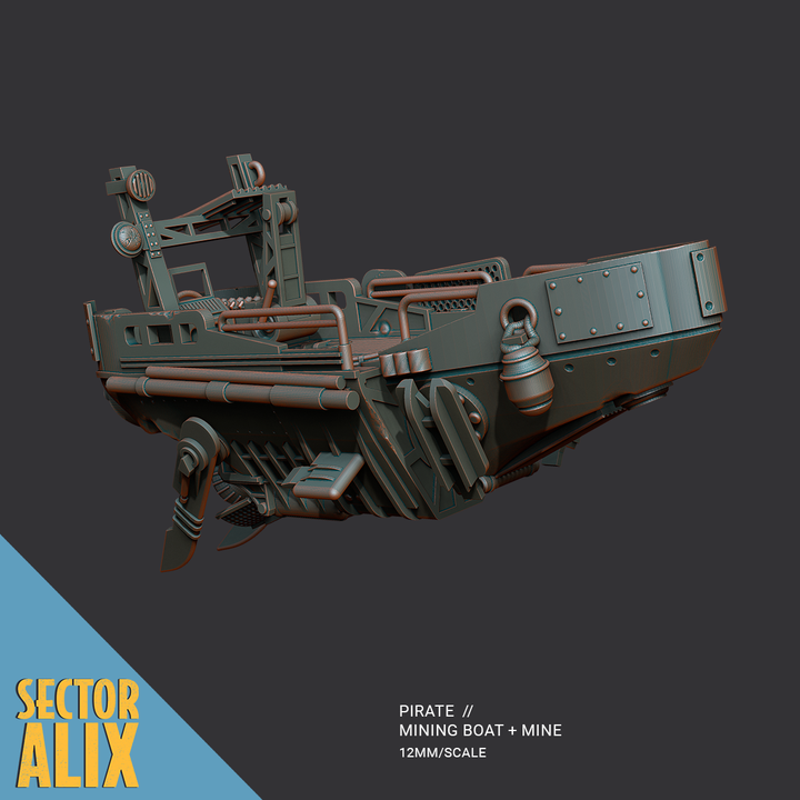 3D Printable SECTOR ALIX - Pirate mining boat by Bishok