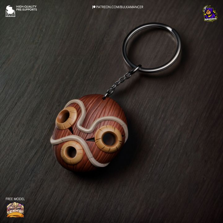 3D Printable Keychain - Princess Mononoke Mask by Bulkamancer Sculpts