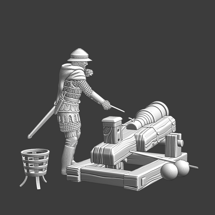 3D Printable Medieval bombard scene - Cannon & gunner by Northern ...