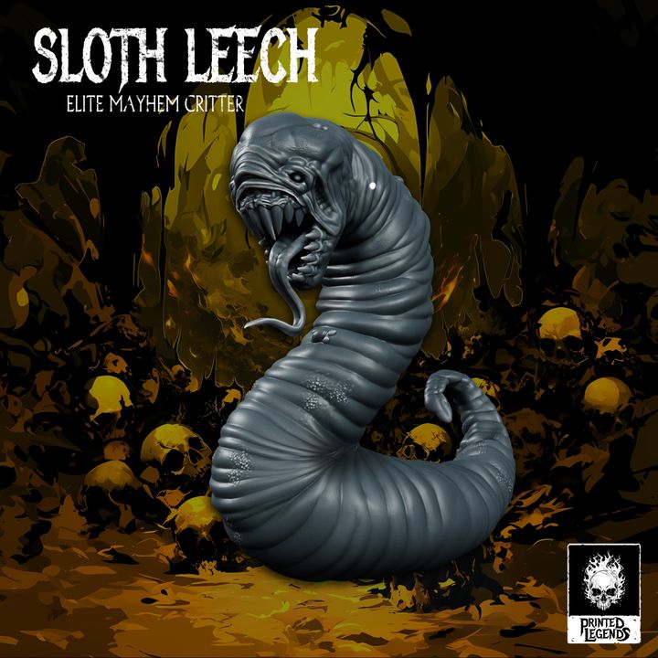 3D Printable Sloth Leech 01 (50mm Base) by Printed Legends