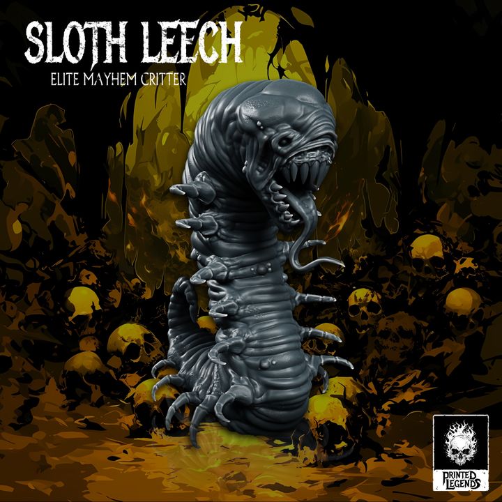 3D Printable Sloth Leech 02 (50mm Base) by Printed Legends