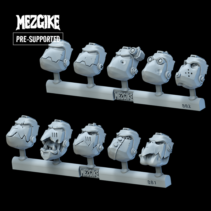 3D Printable Orc beaky boyz heads (pre-supported) by MEZGIKE