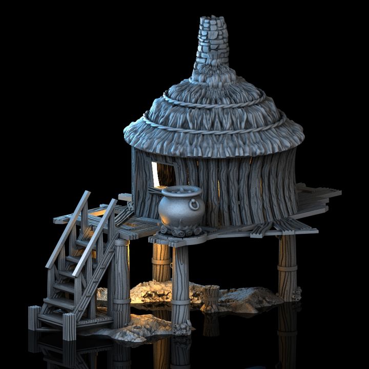 3D Printable Marsh Witch's Hut - Medieval Town Set by Adrian