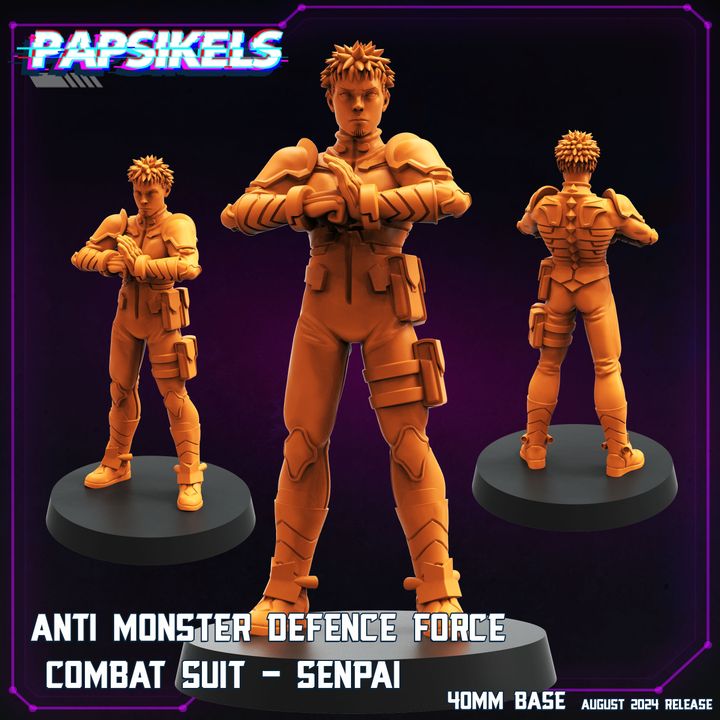 3D Printable ANTI MONSTER DEFENCE FORCE COMBAT SUIT SENPAI by PAPSIKELS ...