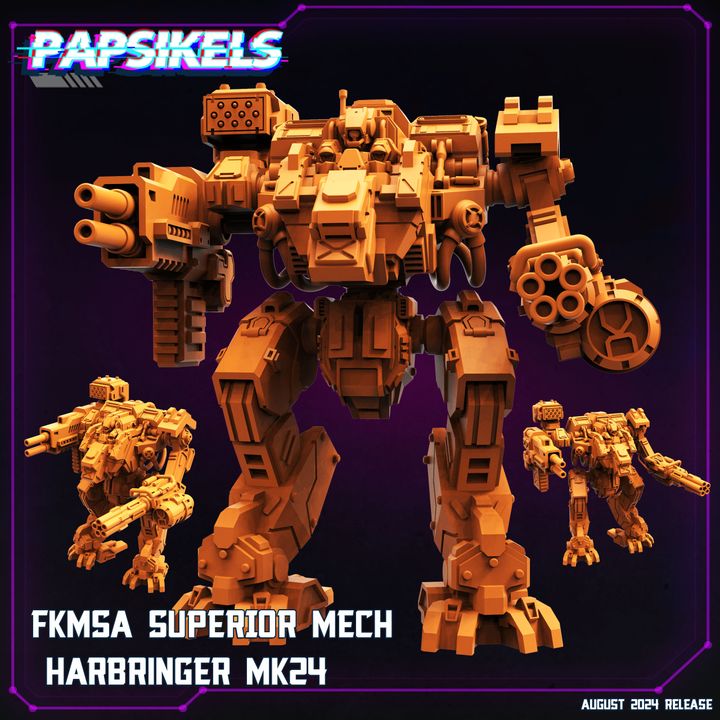 3D Printable FKMSA SUPERIOR MECH HARBRINGER MK24 by PAPSIKELS MINIATURES