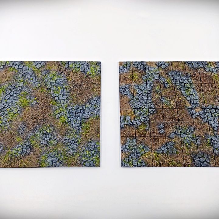 3D Printable Rough Stone Scatter Tiles - Core Tiles by Terrainify