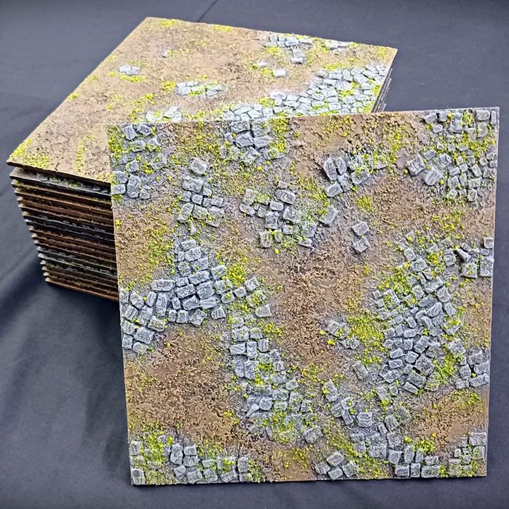 3D Printable Rough Stone Scatter Tiles - Core Tiles by Terrainify