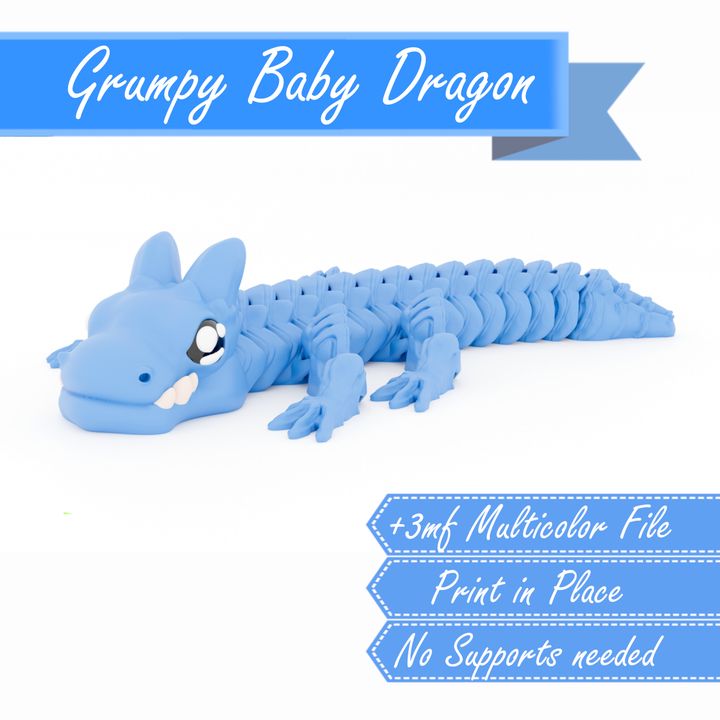 3D Printable Grumpy Baby Dragon 🐉 - Multicolor - Articulated - Print in ...