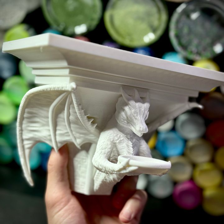 3D Printable Floating Dragon shelf by Billy Hooper