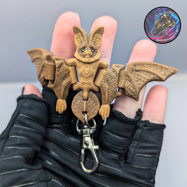 3D Printable Baby Flexi Bat Keychain by Kirsten M