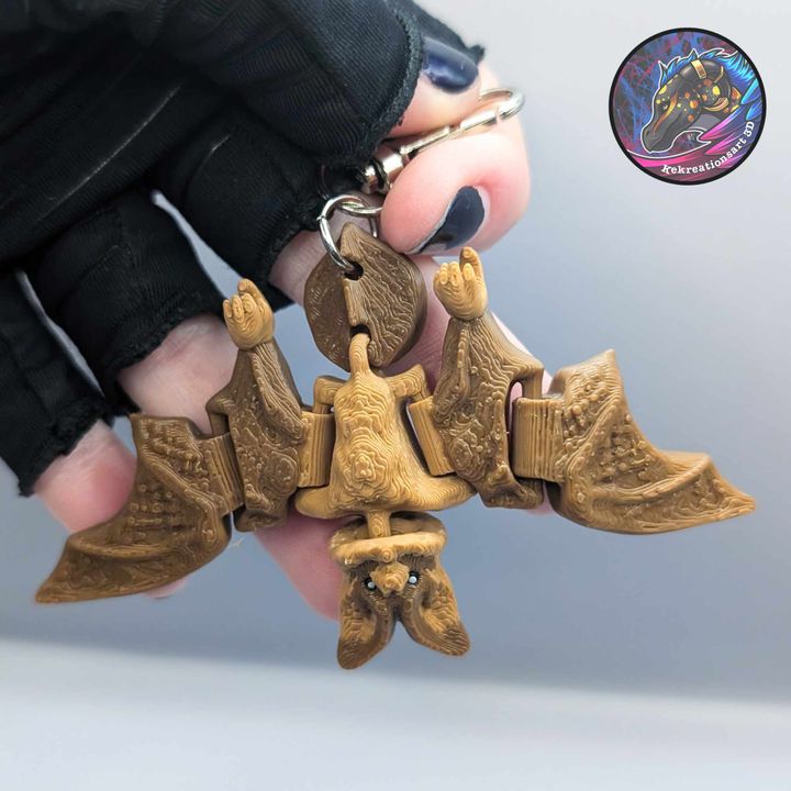 3D Printable Baby Flexi Bat Keychain by Kirsten M