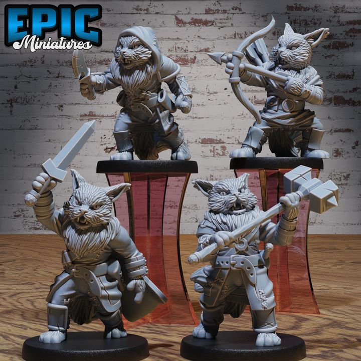 3D Printable Cat Tribe Set / Catfolk / Feline Warrior / Claw Fighter ...