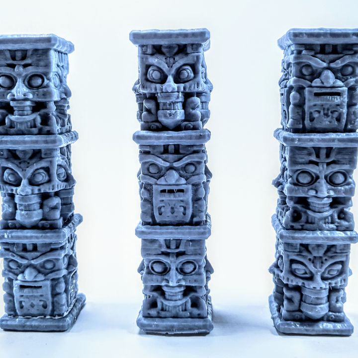 3D Printable Totem Guardian Pillar Set by Custom Miniature Maker