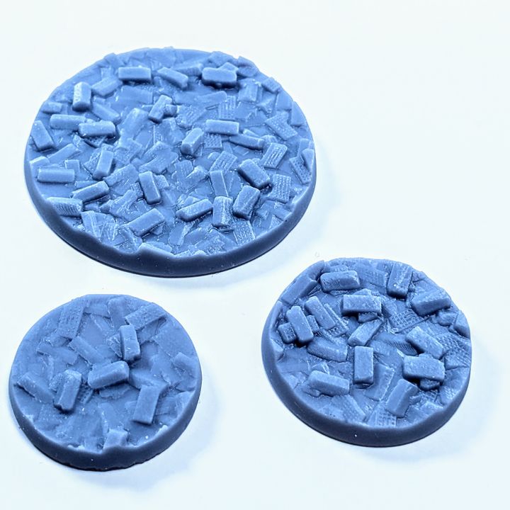 3D Printable 33-Piece Round Base Set with Magnet Slots : Brick Rubble ...