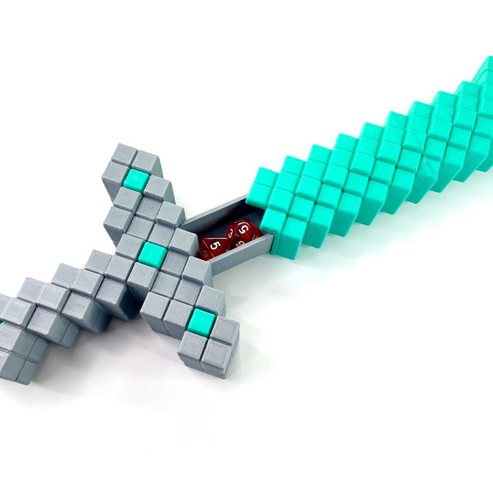 3D Printable 8-Bit Sword Of Dice Rolling by Custom Miniature Maker
