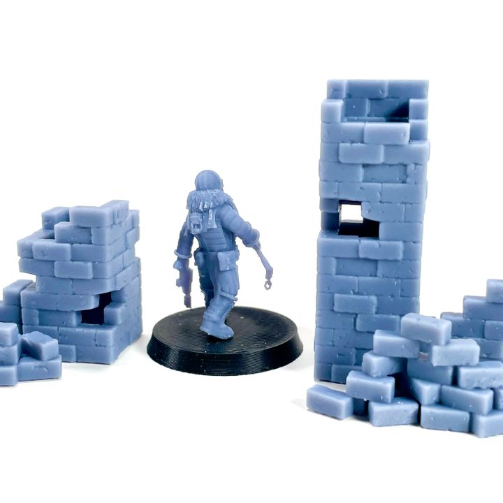 3D Printable Brick Battle Terrain Set by Custom Miniature Maker