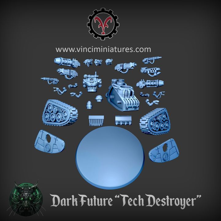 3D Printable DARK FUTURE TECH DESTROYER by vinciminiatures