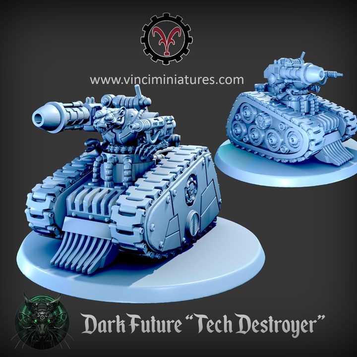 3D Printable DARK FUTURE TECH DESTROYER by vinciminiatures