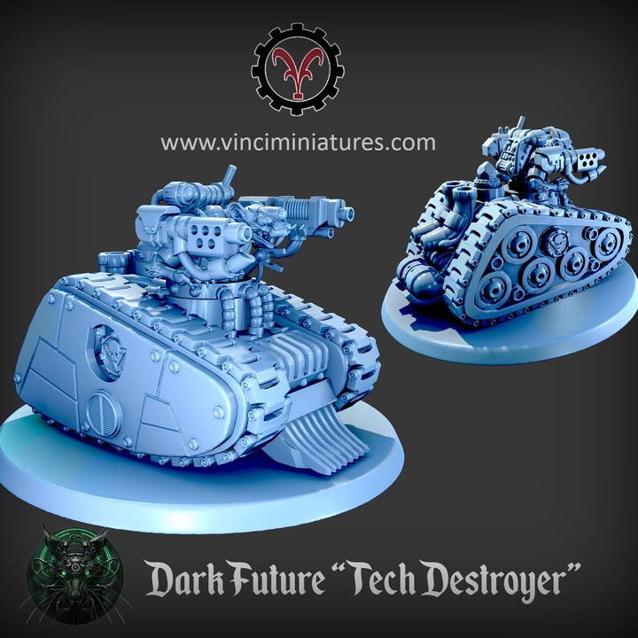 3D Printable DARK FUTURE TECH DESTROYER by vinciminiatures