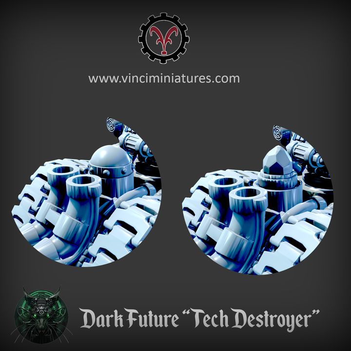 3D Printable DARK FUTURE TECH DESTROYER by vinciminiatures