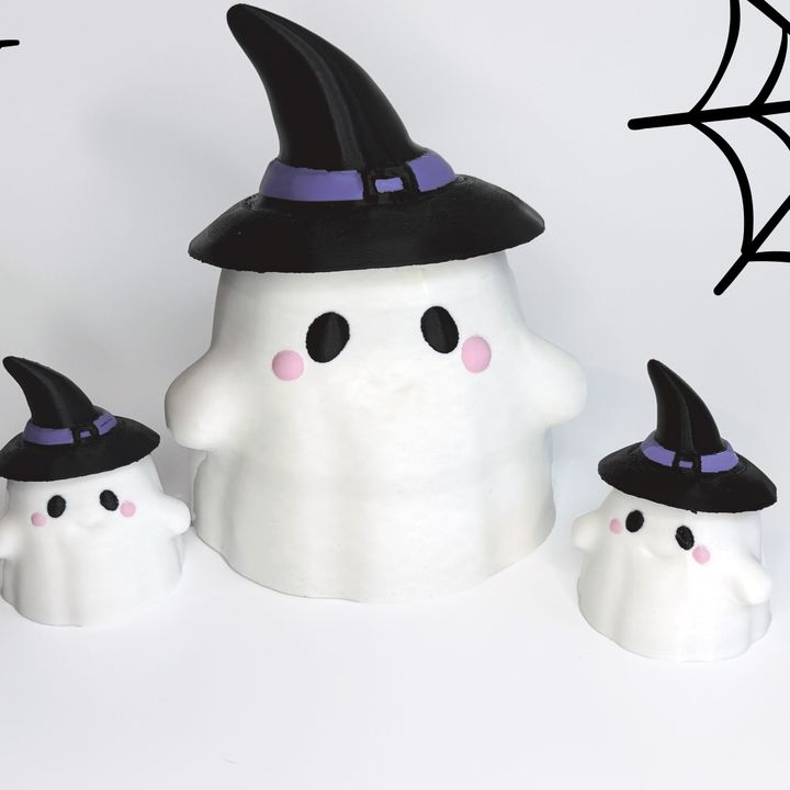 3D Printable Kawaii Ghost Container by Teal Cat Creative