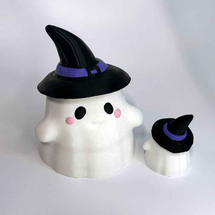 3D Printable Kawaii Ghost Container by Teal Cat Creative