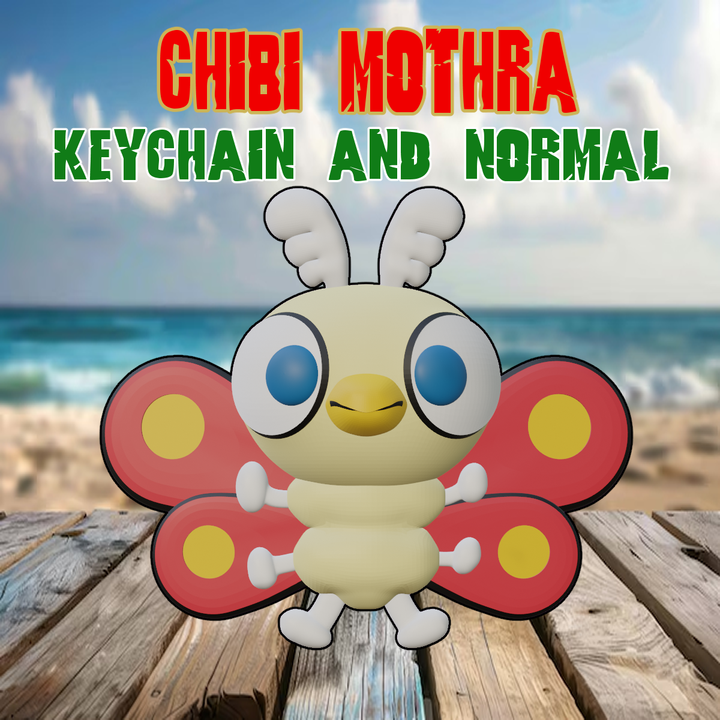 3D Printable Chibi Mothra - Keychain and figure by BunnCube