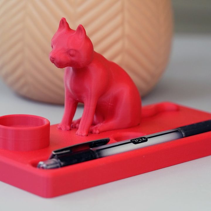 3D Printable Cat pen holder by Philippe Barreaud