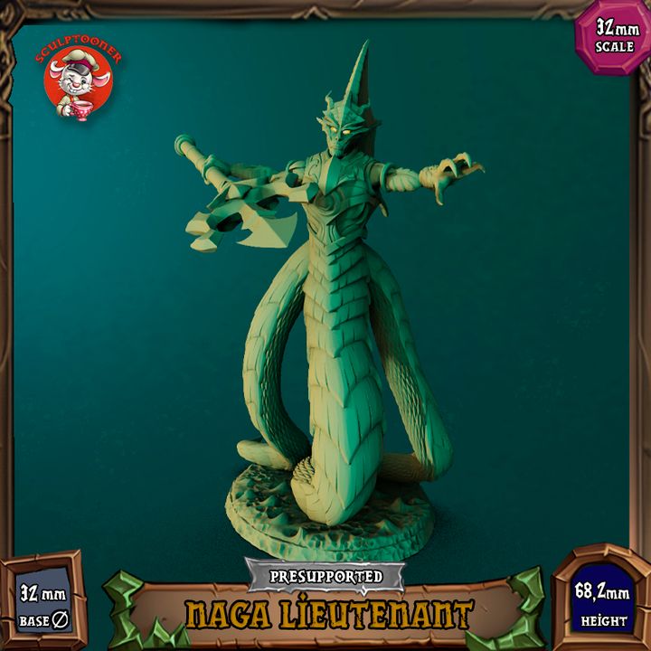3D Printable Naga Lieutenant - 32mm scale pre-supported miniature by ...
