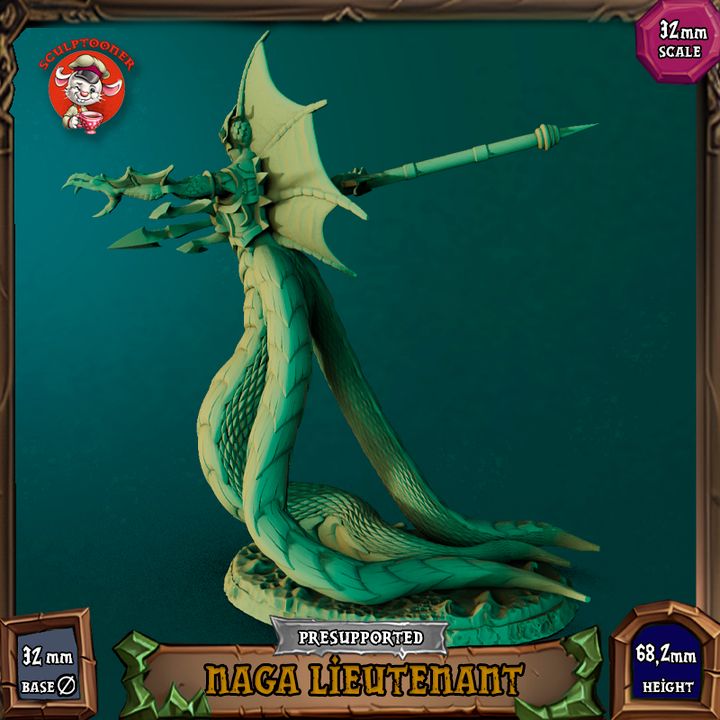 3D Printable Naga Lieutenant - 32mm scale pre-supported miniature by ...
