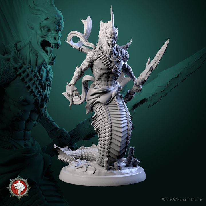 3D Printable Merfolk 32mm set - 6 pre-supported miniatures. by White ...